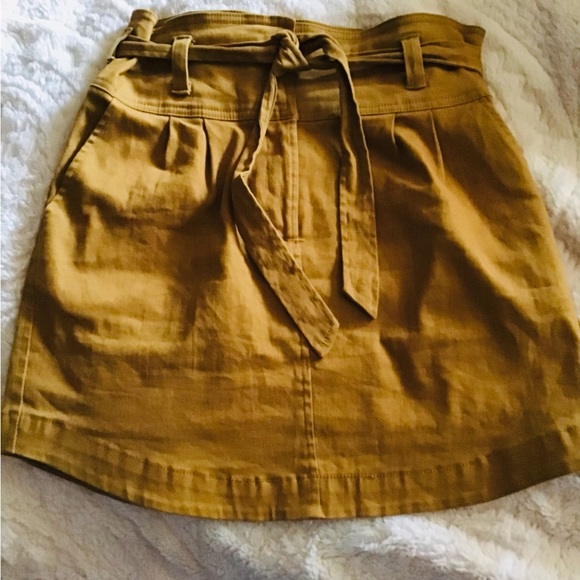 Skirts | Caramel Colored Mini Skirt With Tie Belt And Front Pockets ...